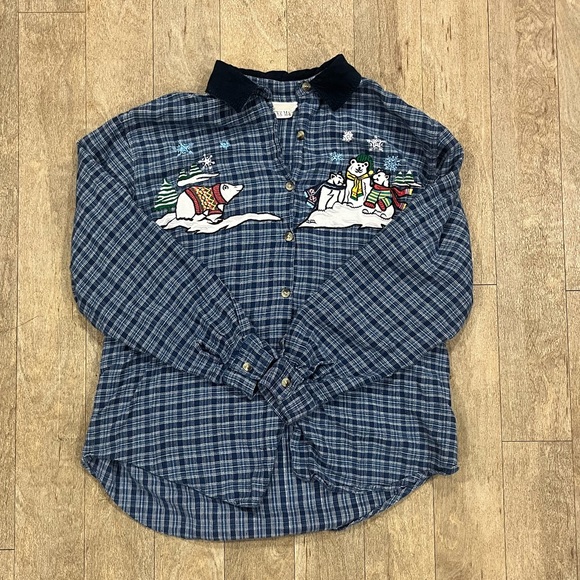 Free People | Tops | Vintage Casey And Max Snowman Blue Flannel | Poshmark